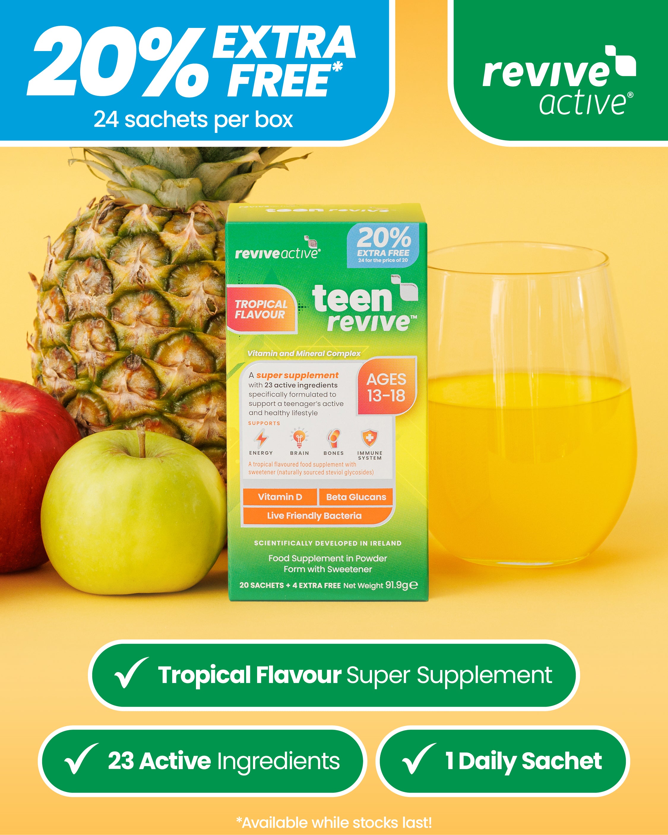 Revive Teen Revive 20 Day Box Tropical Flavour – MicroBio Health™
